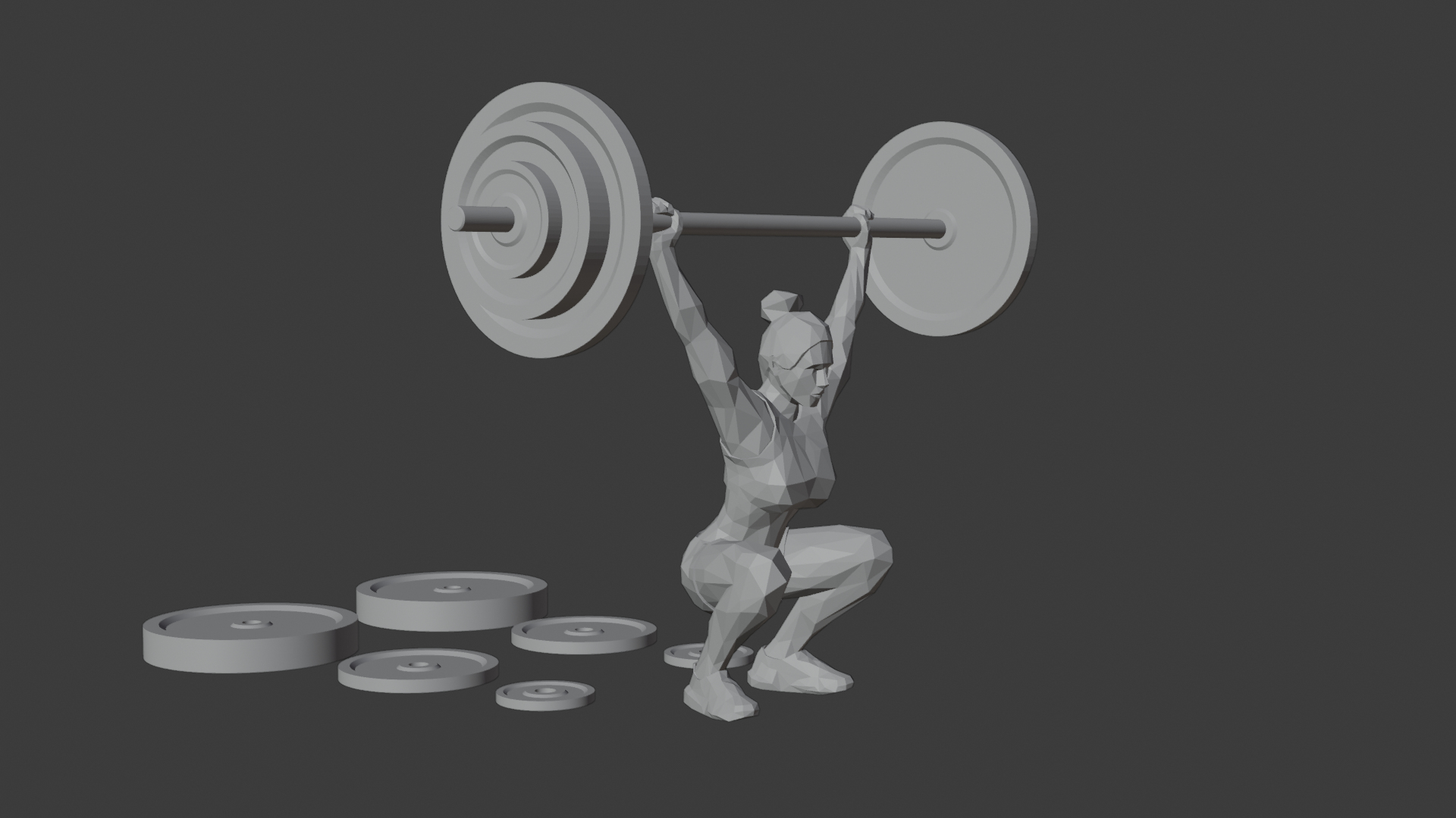 3D Printing LowPoly Snatch Pose Female Weightlifter 3D Model ...