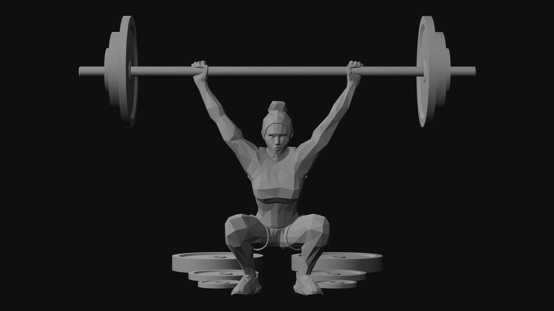 3D Printing LowPoly Snatch Pose Female Weightlifter 3D Model ...
