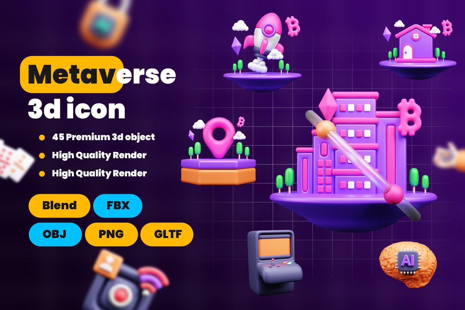 Metaverse 3d Illustration Icon Pack 3D - TurboSquid 2255826