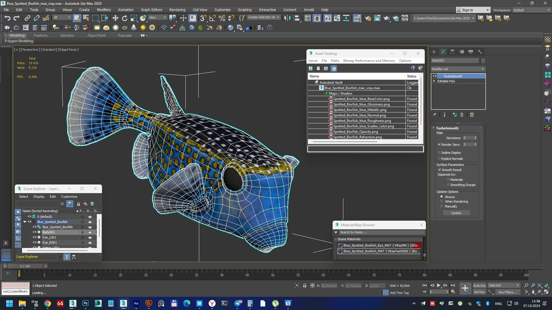 Blue Spotted Boxfish Model - TurboSquid 2307835