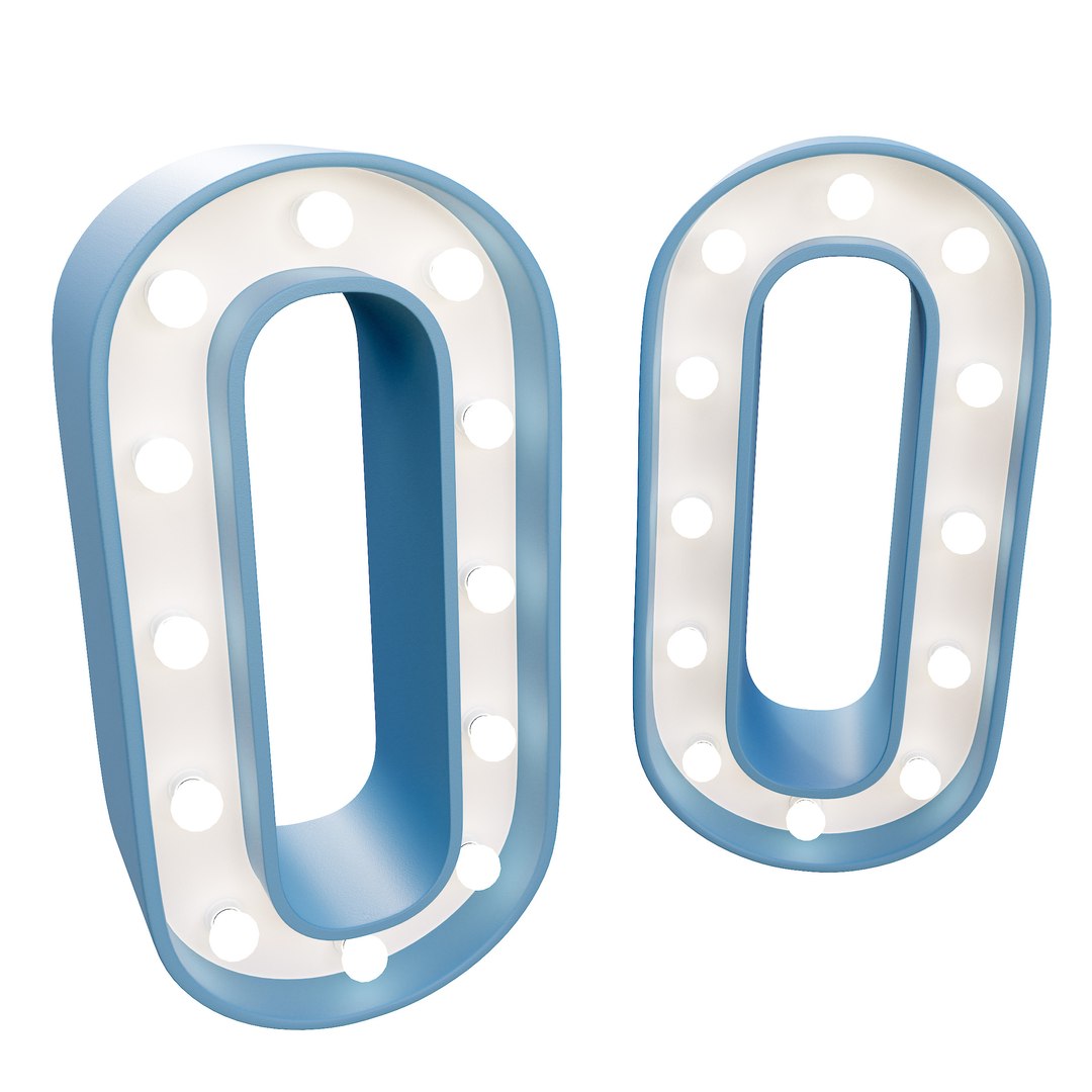 3D Marquee Number Zero Light Bulb Glow Sign - TurboSquid 1973570