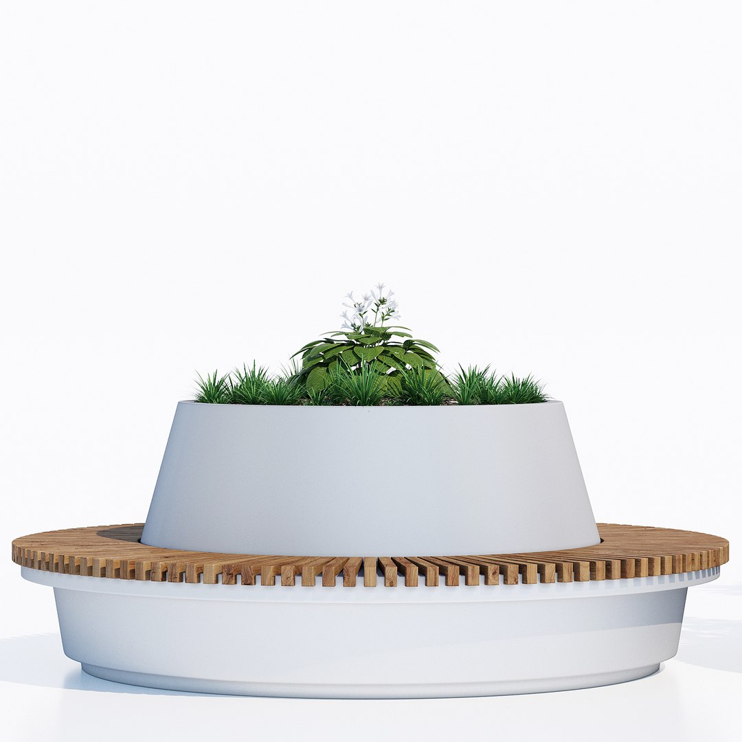 Green Circular Benches 3D Model - TurboSquid 1343598