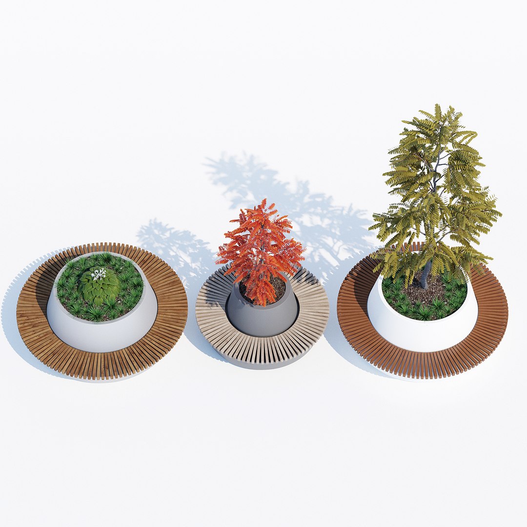 Green Circular Benches 3D Model - TurboSquid 1343598