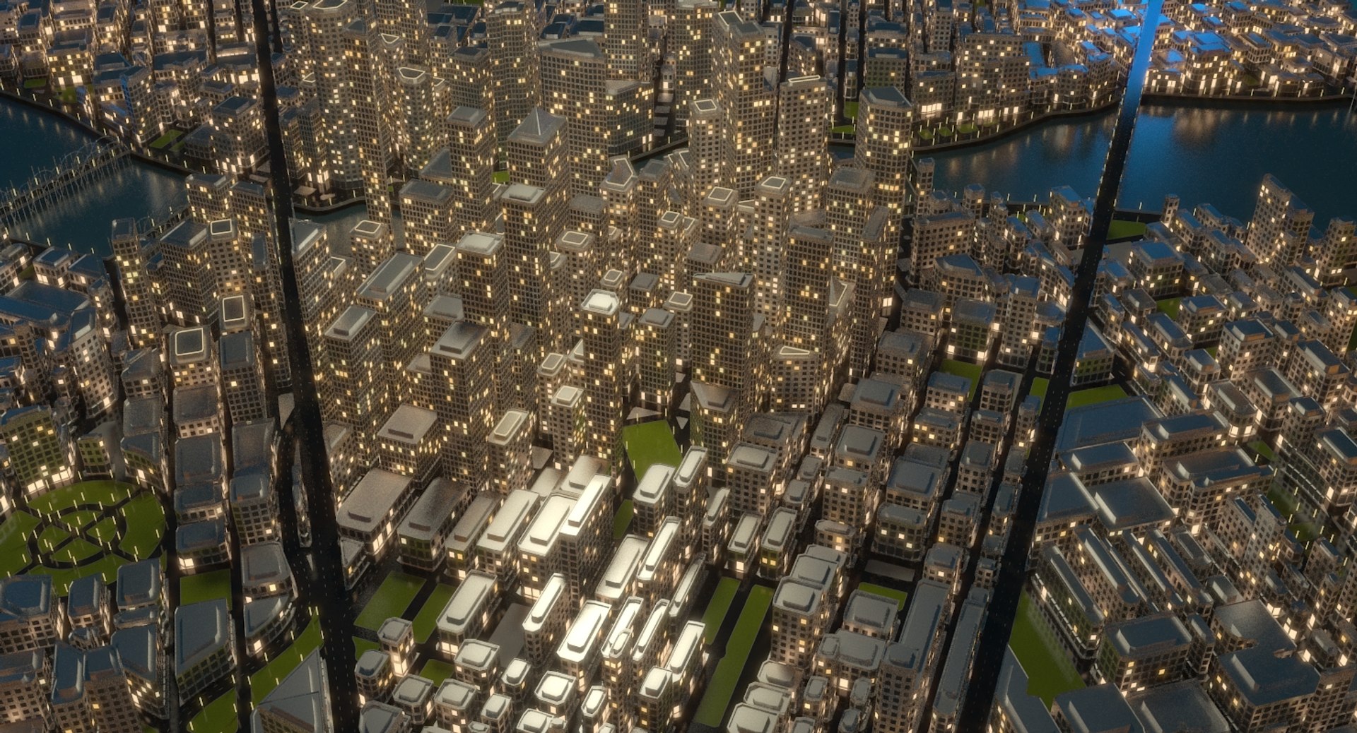3D Cityscape Night Model - TurboSquid 1568435