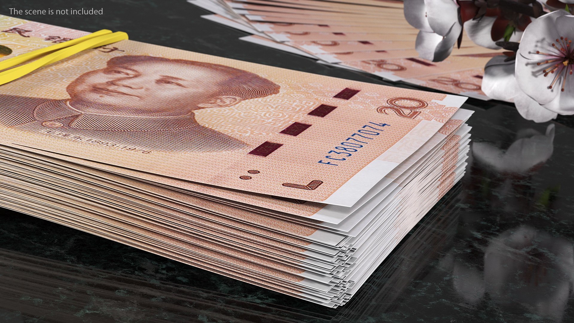 3D Stack Of Chinese 20 Yuan 2019 Bills With Rubber Band - TurboSquid ...