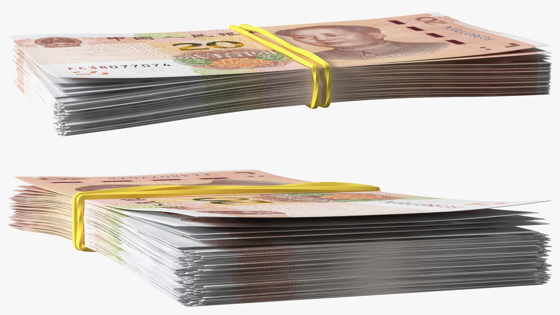 3D Stack Of Chinese 20 Yuan 2019 Bills With Rubber Band - TurboSquid ...
