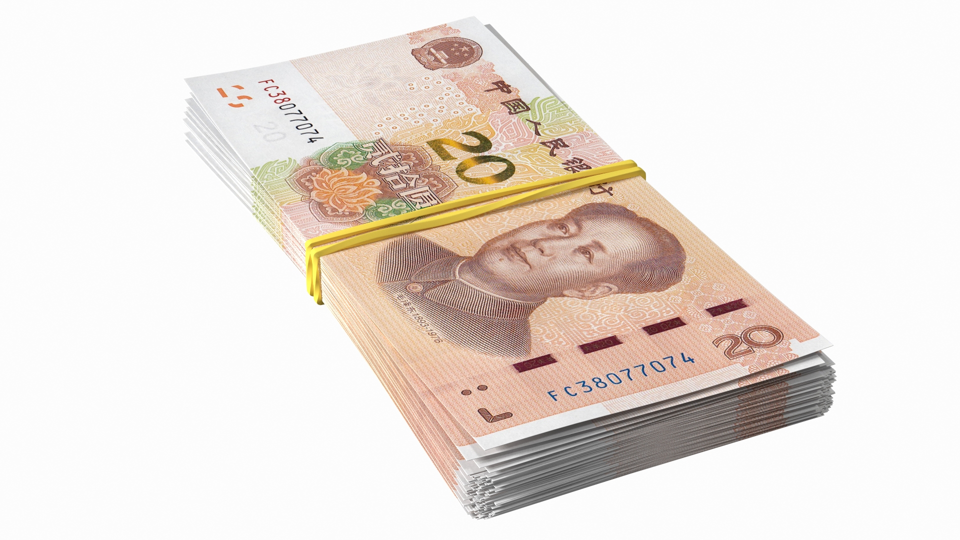 3D Stack Of Chinese 20 Yuan 2019 Bills With Rubber Band - TurboSquid ...