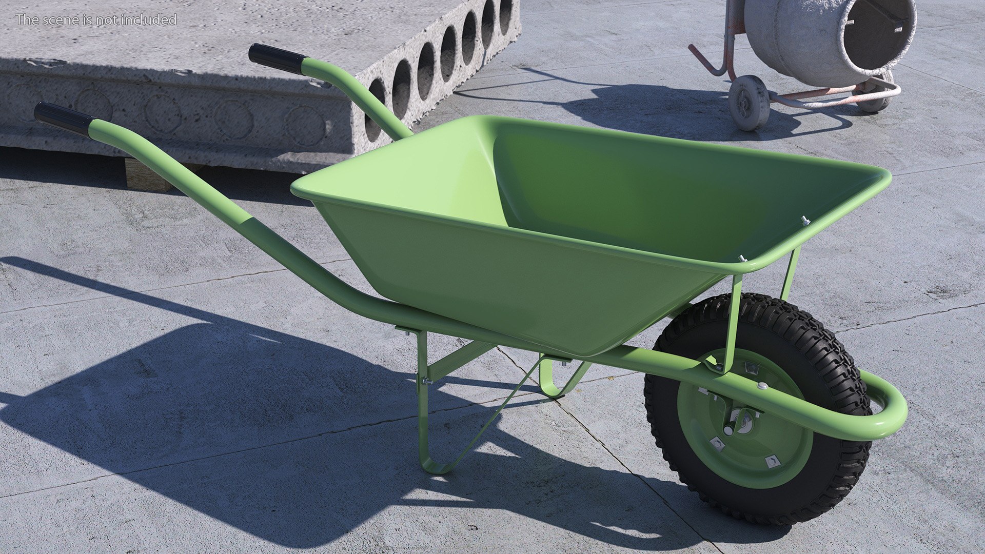 3D Single Wheel Construction Trolley Green - TurboSquid 2059381