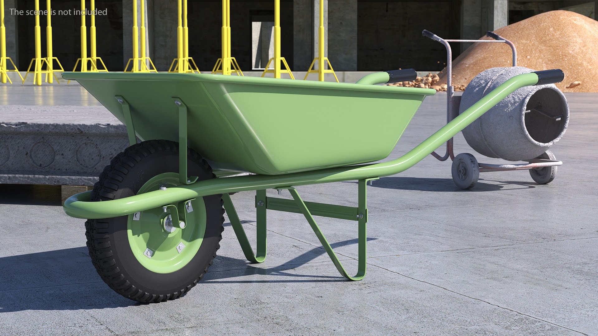 3D Single Wheel Construction Trolley Green - TurboSquid 2059381