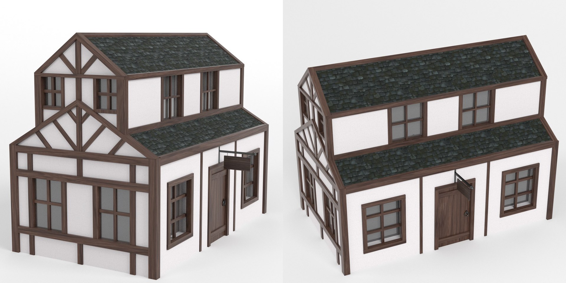 3D Model Half Timbered Inn - TurboSquid 1721796