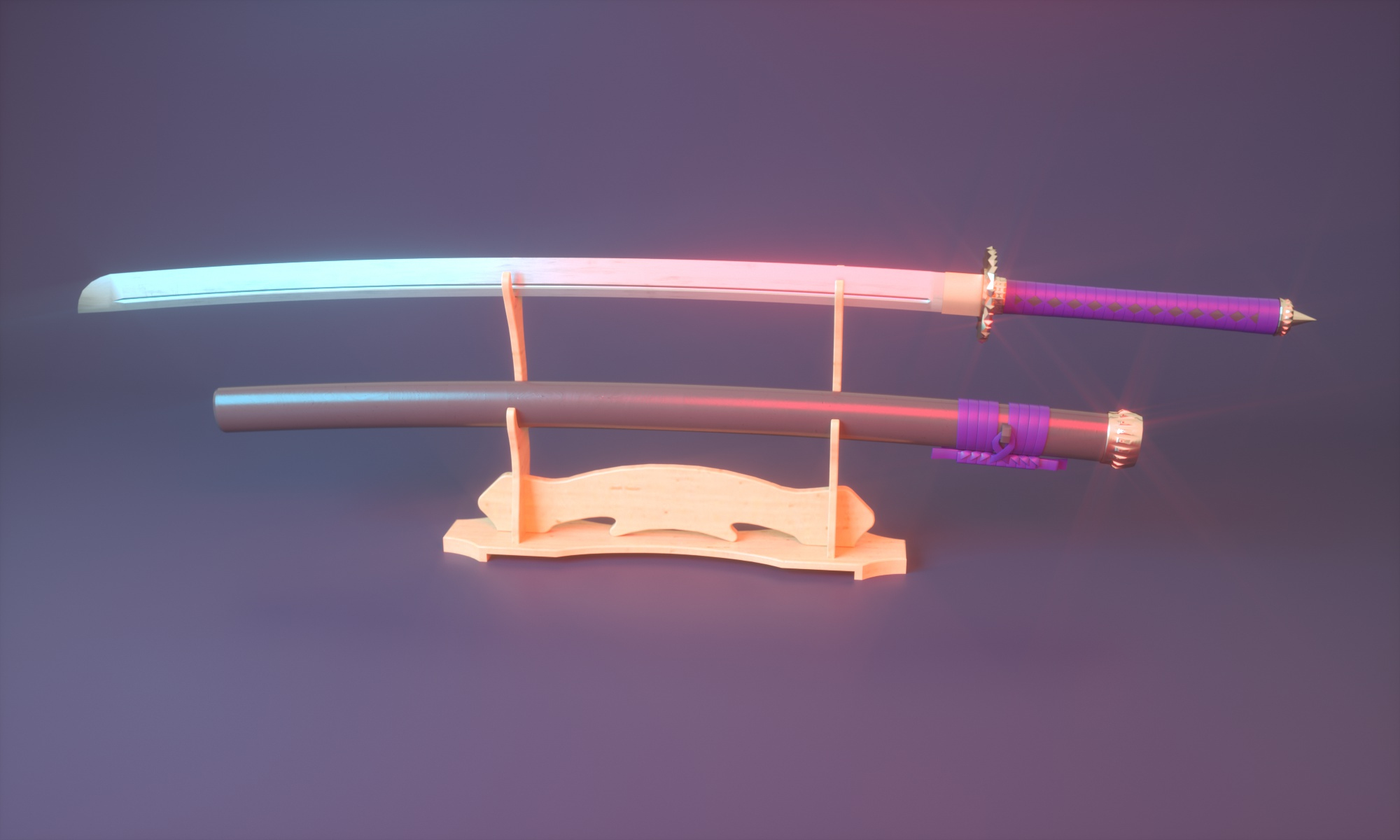 칼집과 진열대가 있는 로우 폴리 카타나 검 3D 모델 - TurboSquid 1806648