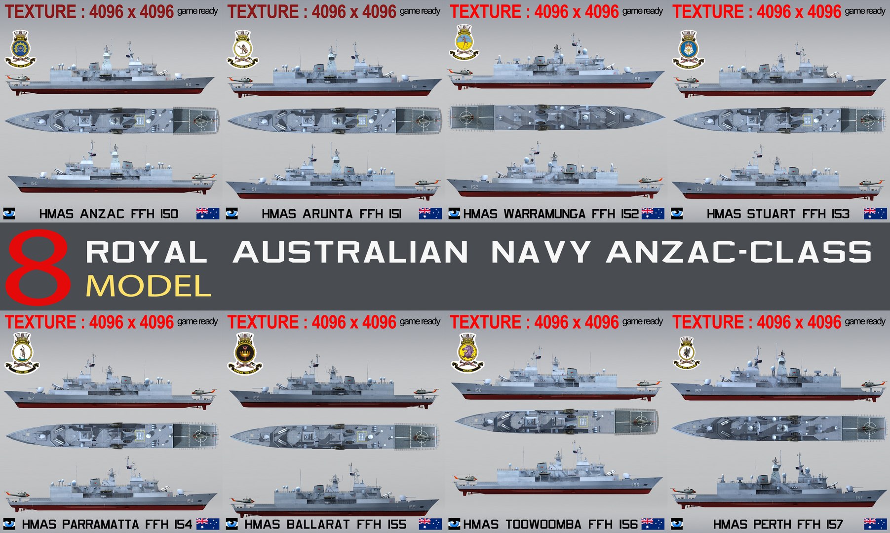 Royal Australian Navy Anzac 3d Model