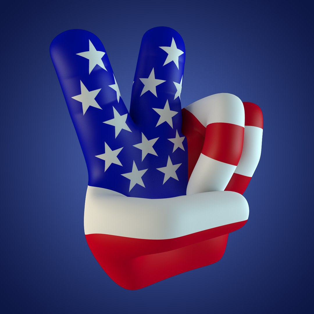 3d Fingers Peace Usa
