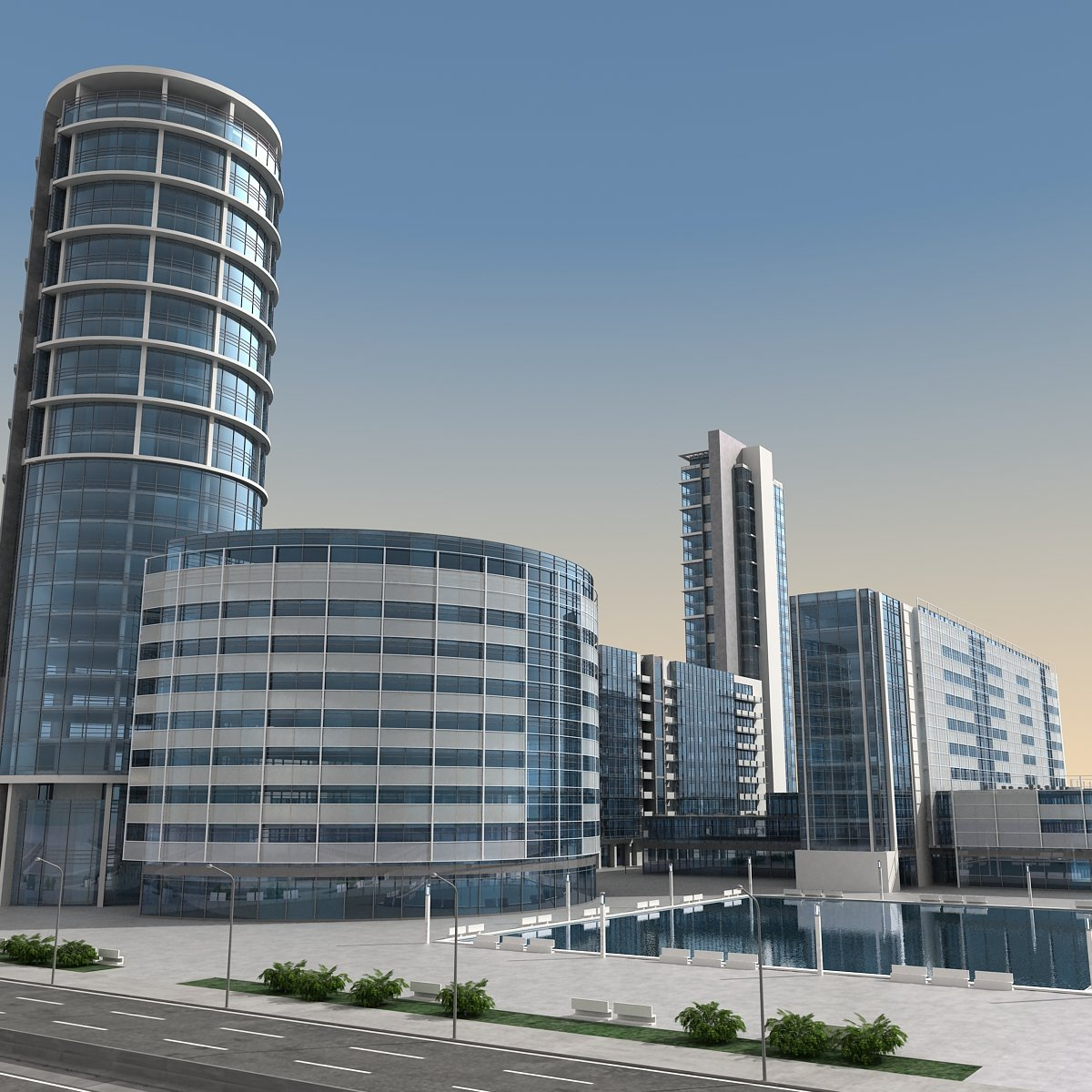 3d modern city buildings model