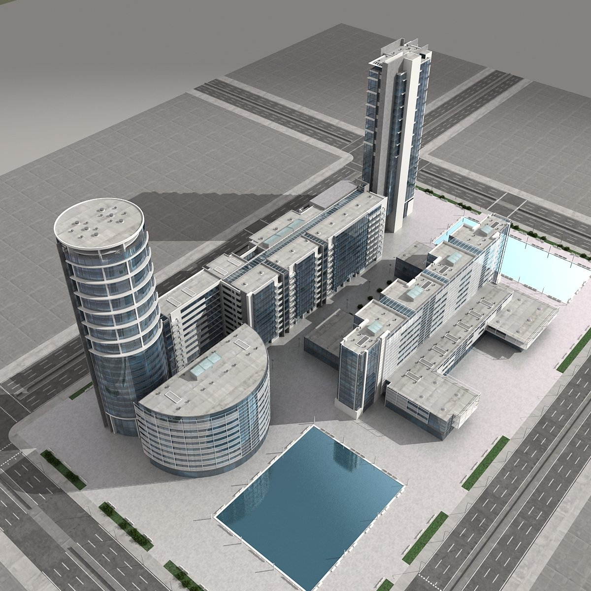 3d modern city buildings model