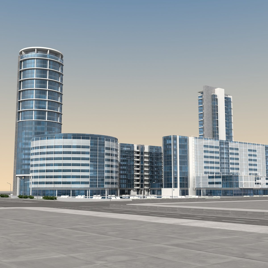 3d modern city buildings model