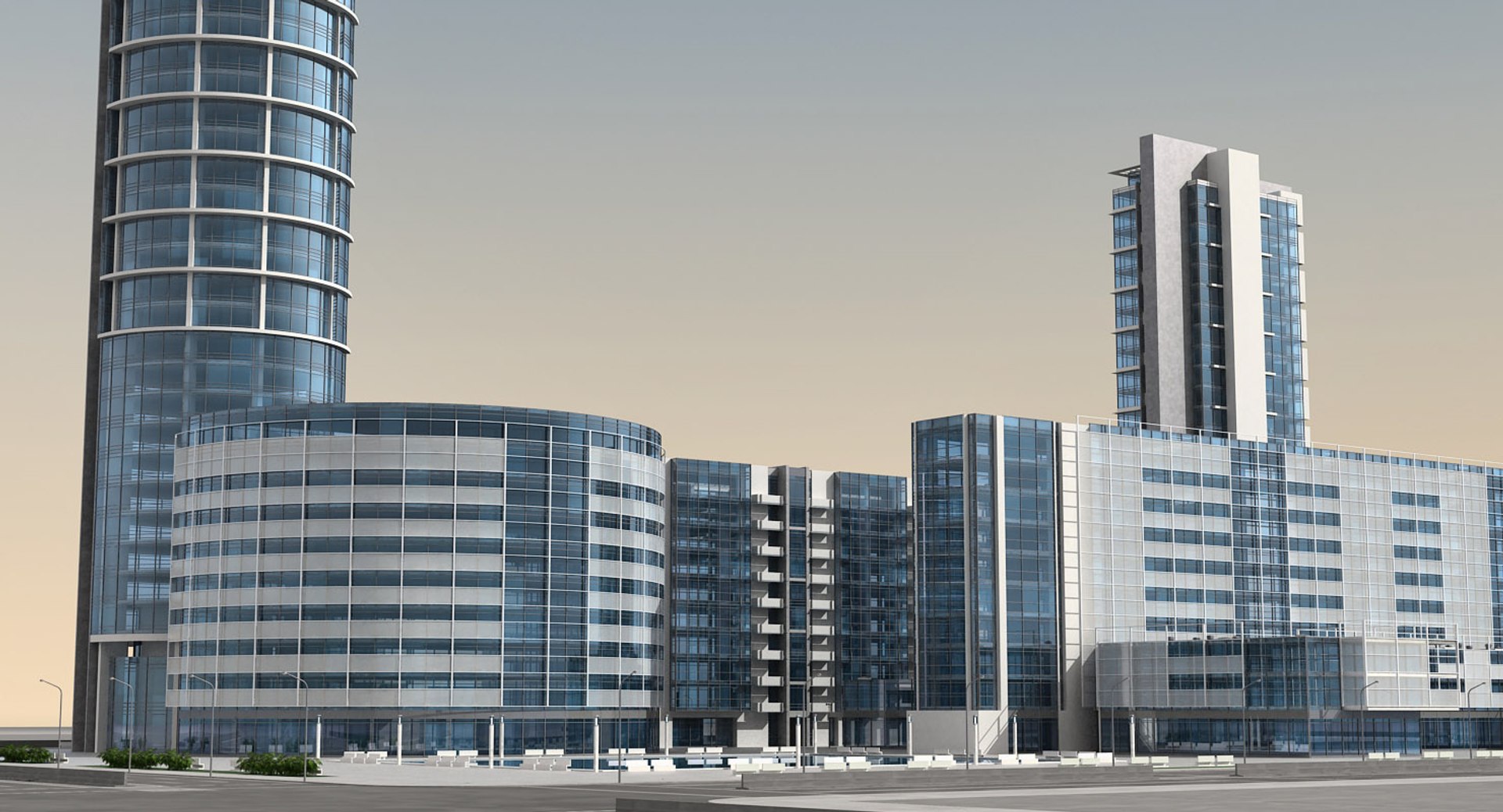 3d modern city buildings model