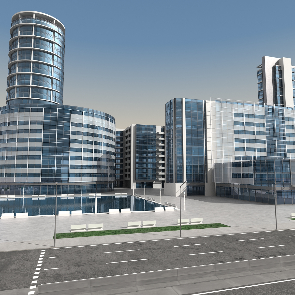 3d modern city buildings model