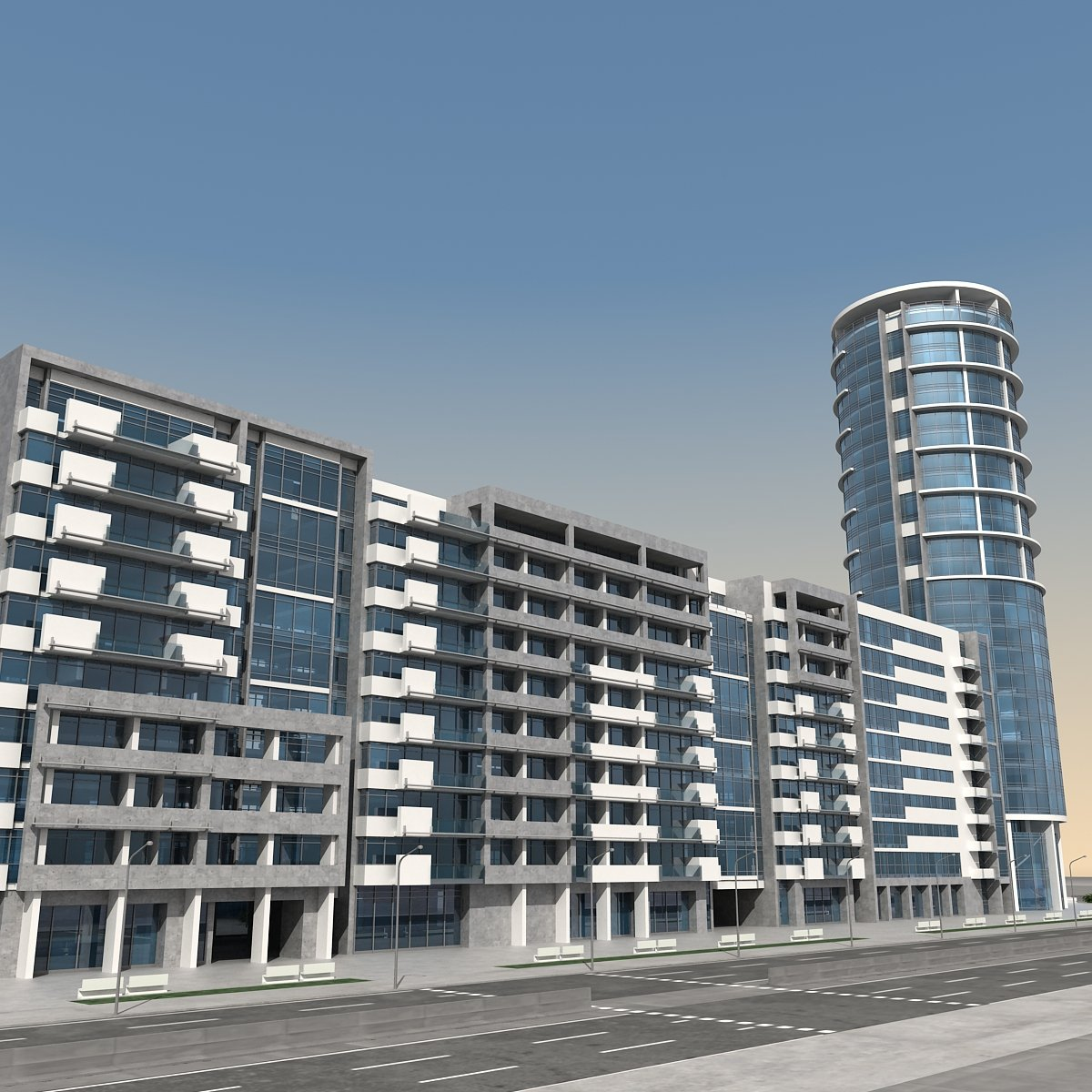 3d modern city buildings model