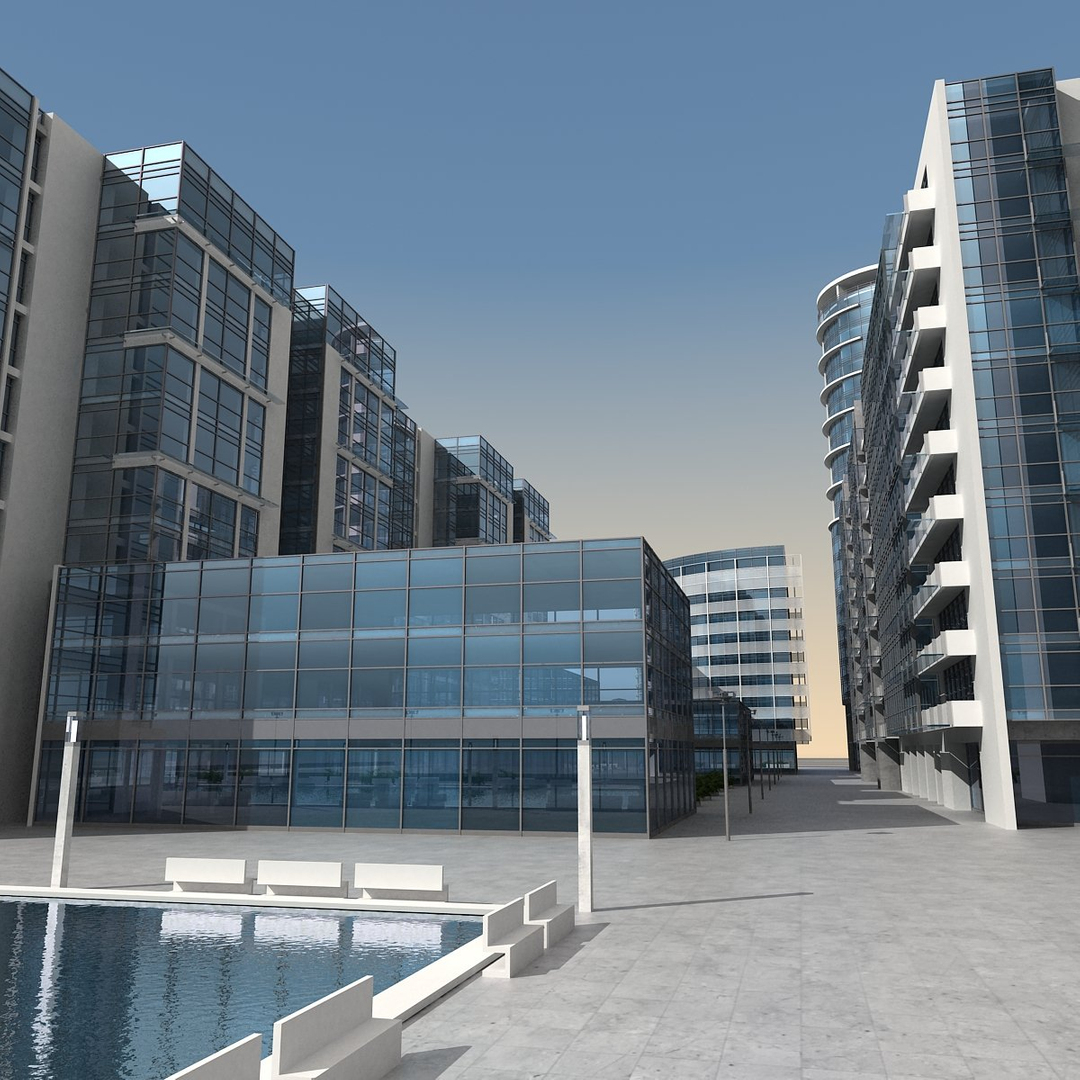 3d modern city buildings model