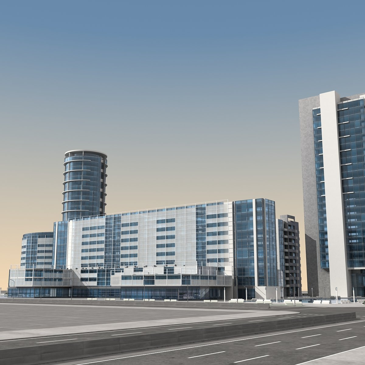 3d modern city buildings model