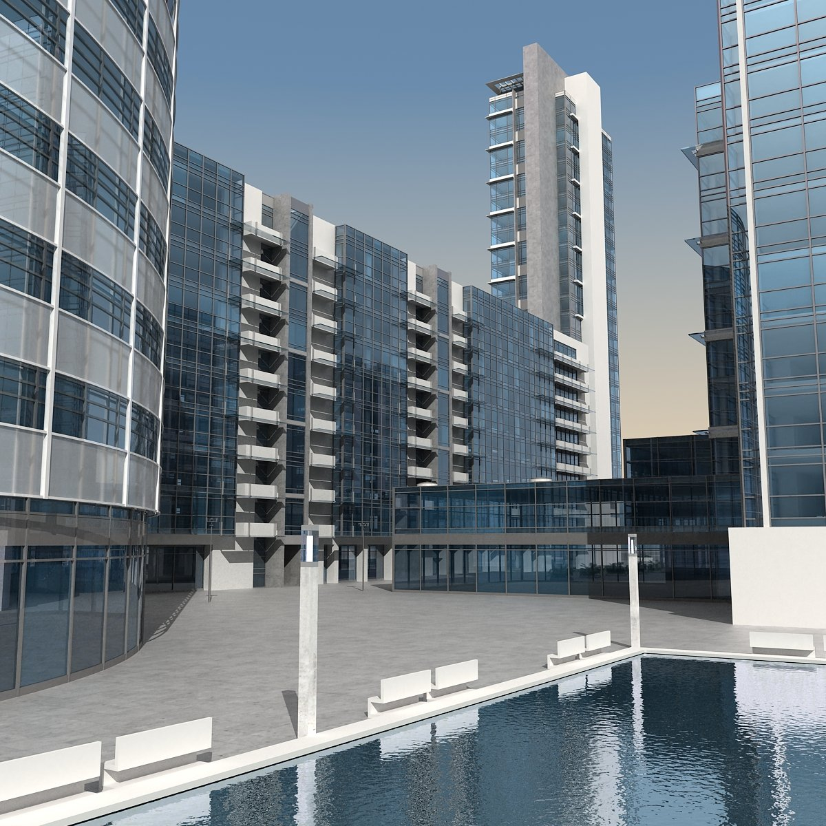 3d modern city buildings model