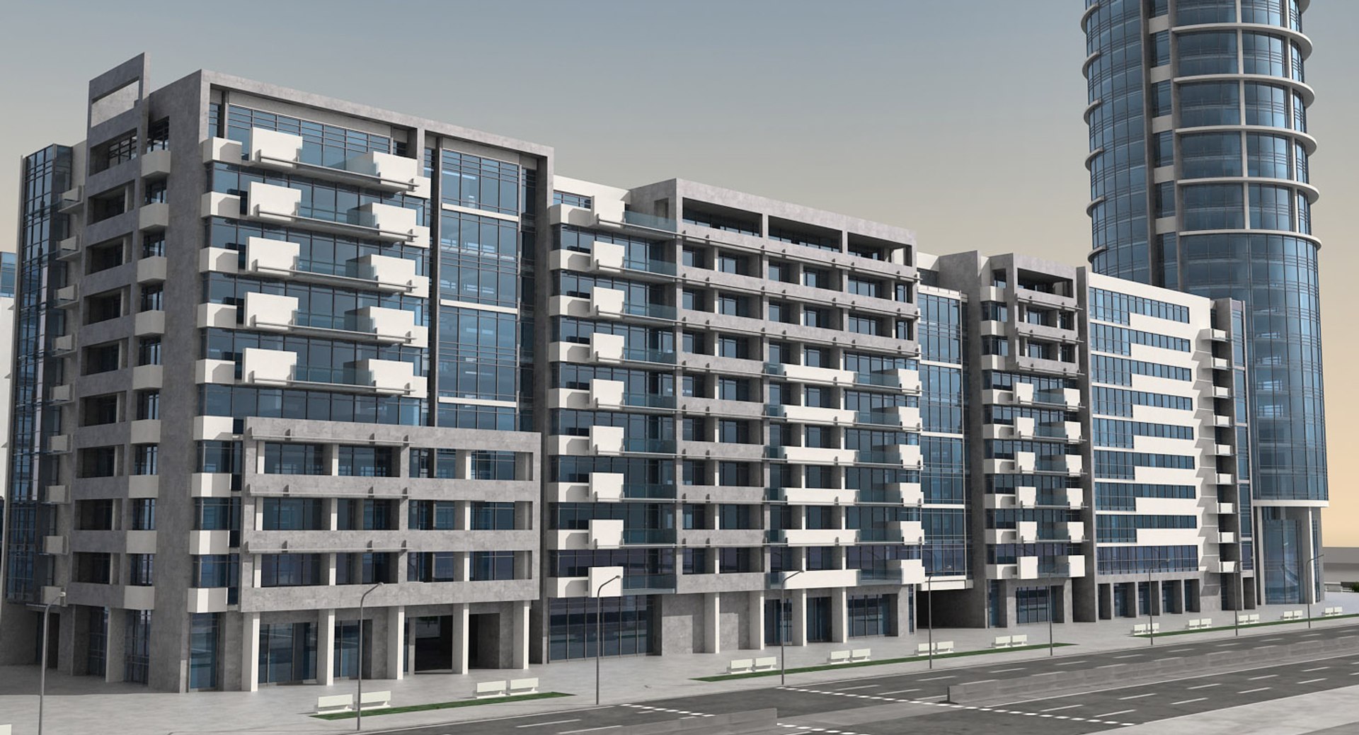 3d modern city buildings model