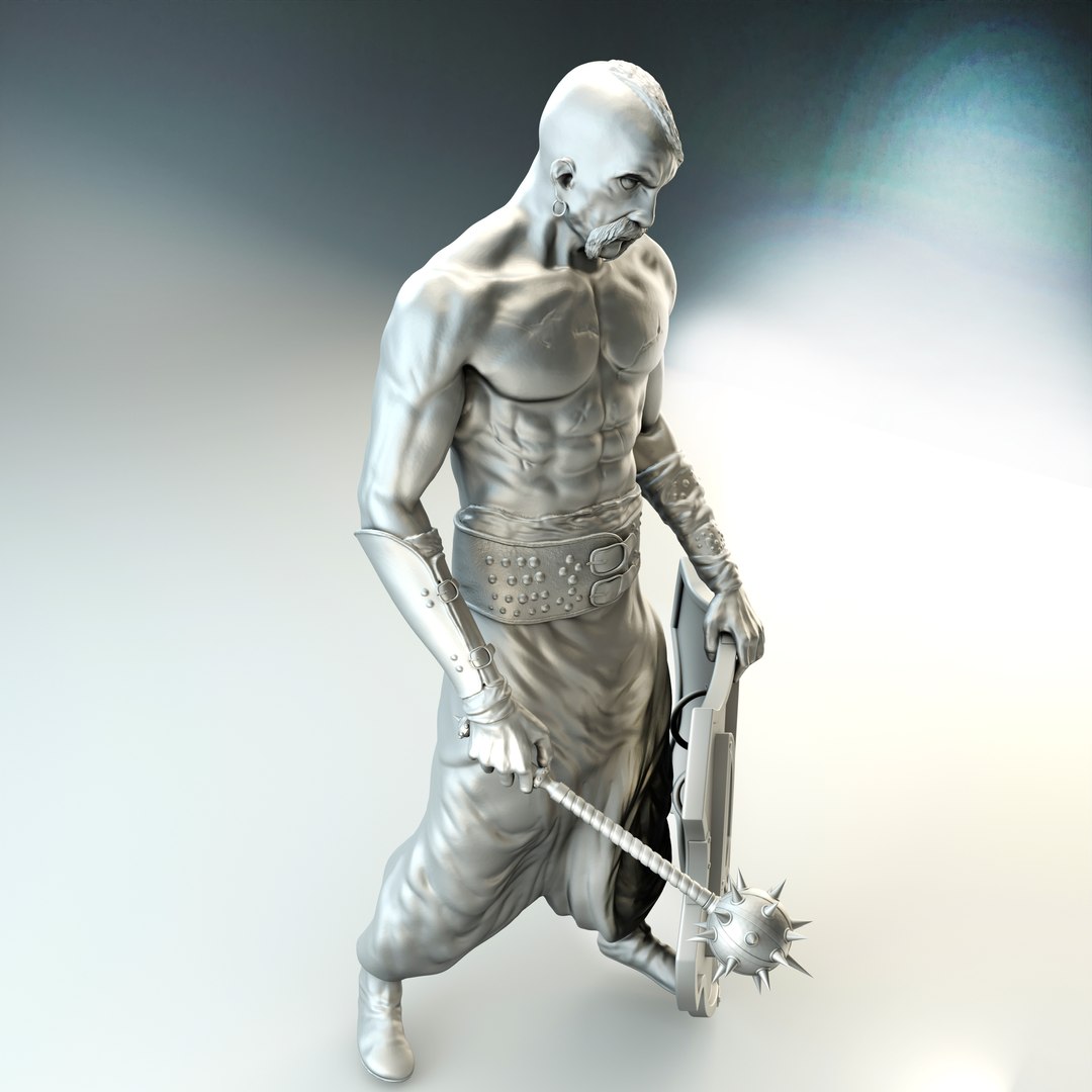 Cossack With Mace And Shield With Trident For 3D Printing 3D Print ...