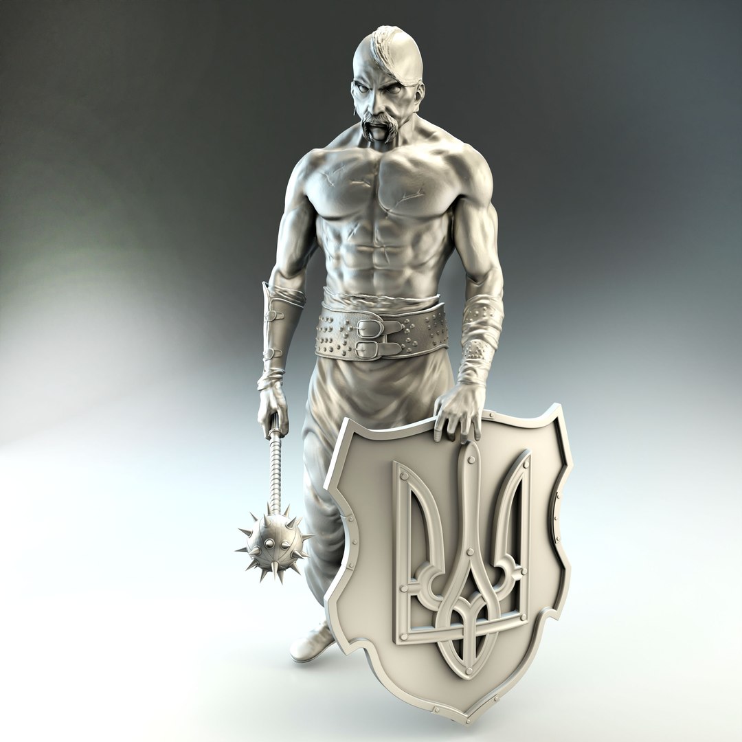 Cossack With Mace And Shield With Trident For 3D Printing 3D Print ...