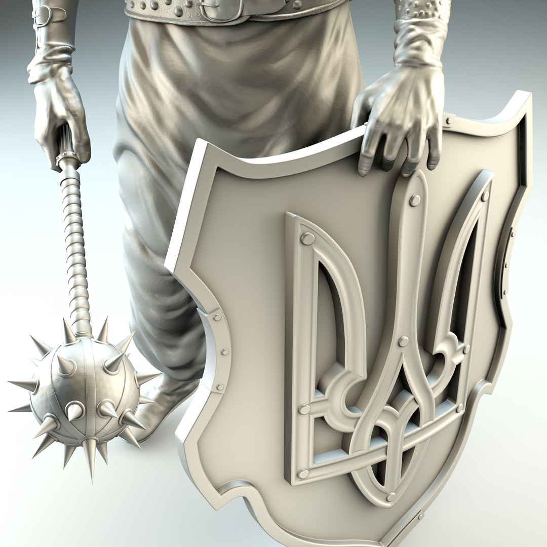Cossack With Mace And Shield With Trident For 3D Printing 3D Print ...