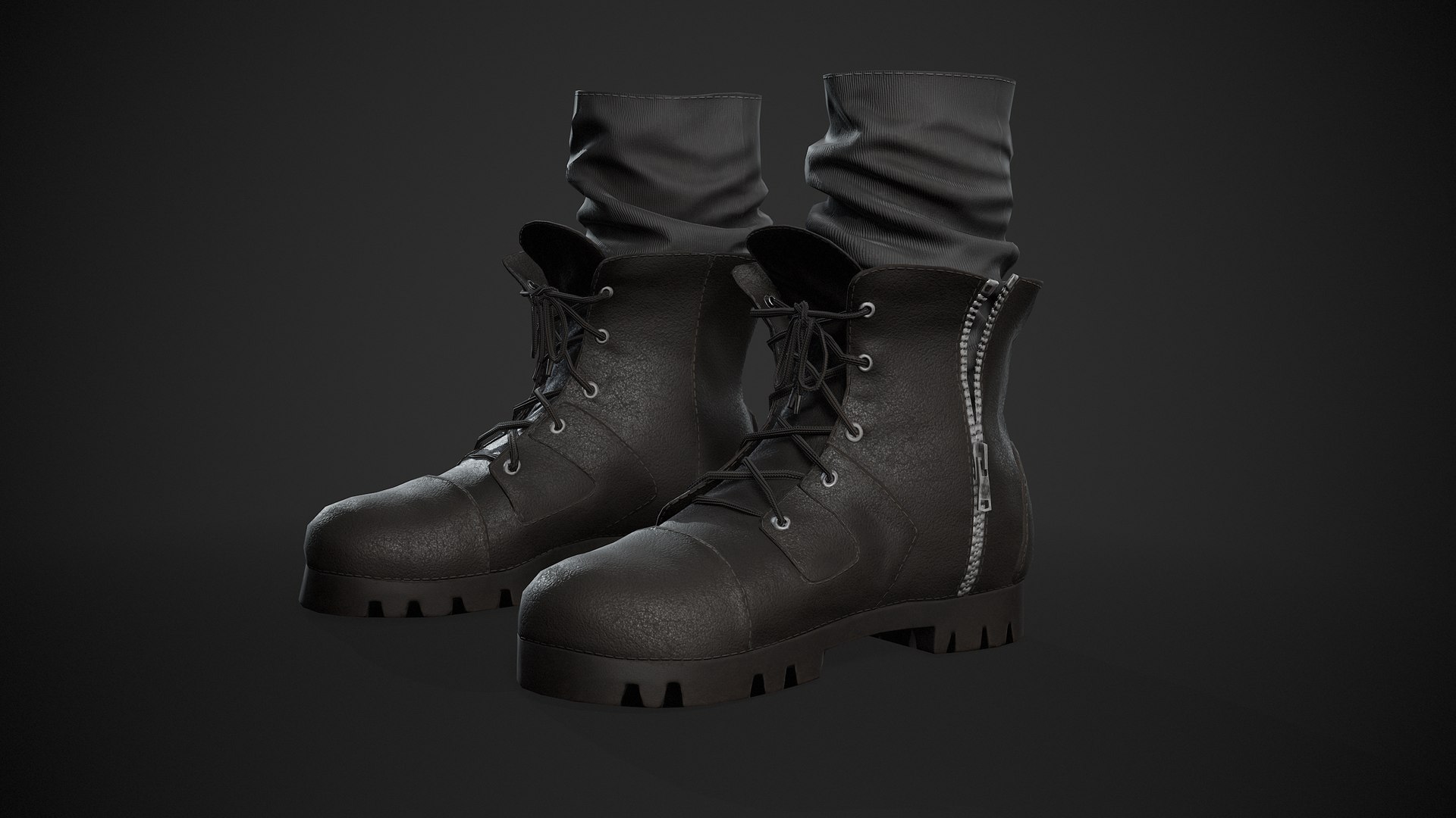 3D Black Half Boots - TurboSquid 2195583