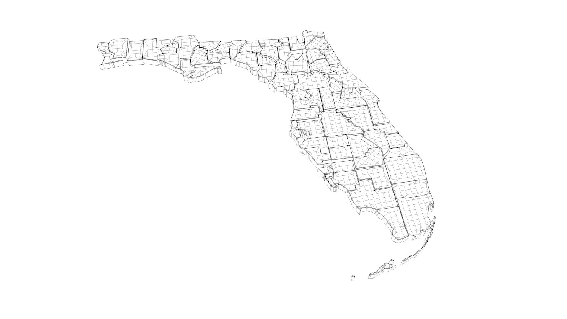 3D Florida Counties - Map of United States of America USA model ...