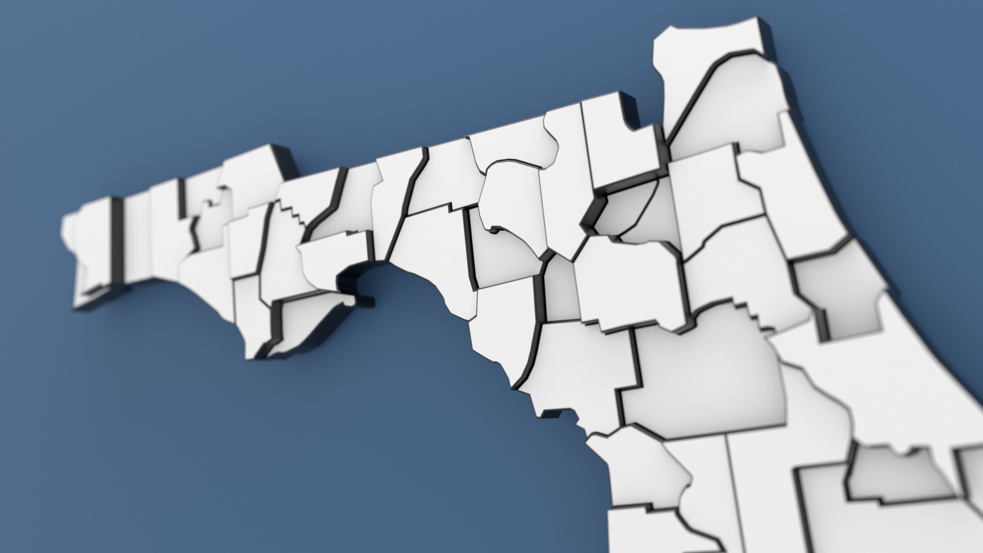 3D Florida Counties - Map of United States of America USA model ...