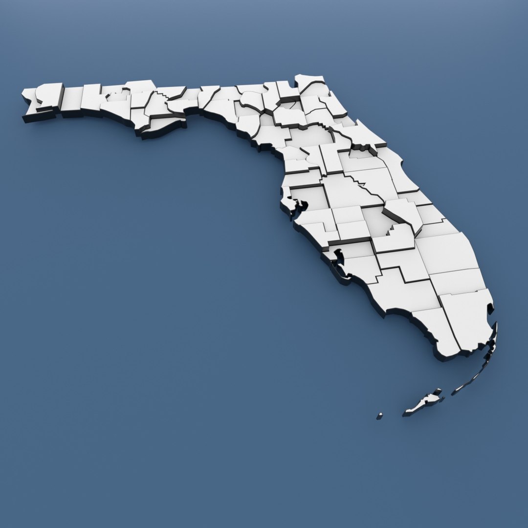3D Florida Counties - Map of United States of America USA model ...