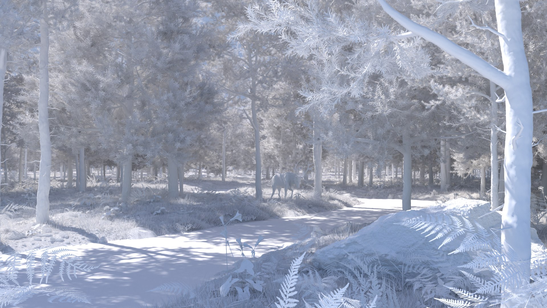 3D C4D Octane Render Forest Early Morning Tropical Rainforest River Elk ...