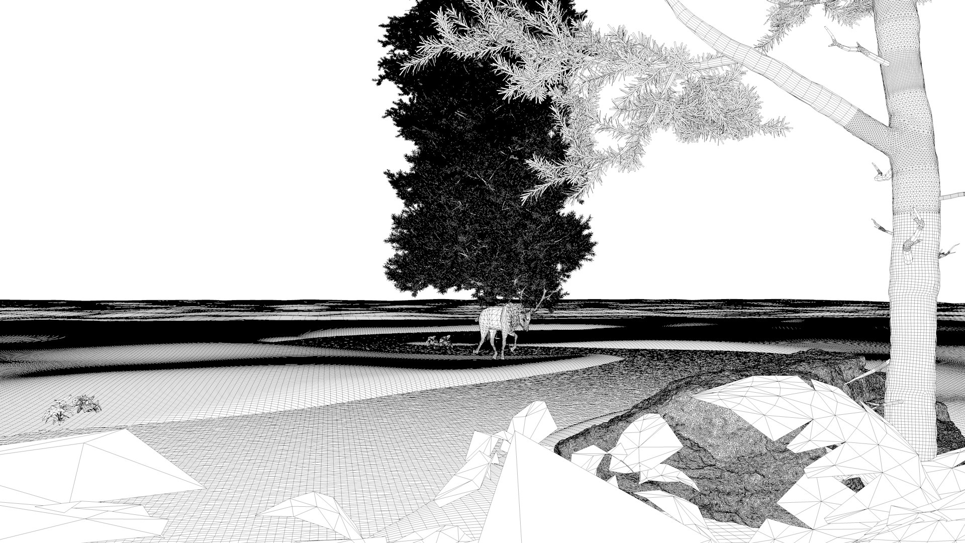 3D C4D Octane Render Forest Early Morning Tropical Rainforest River Elk ...