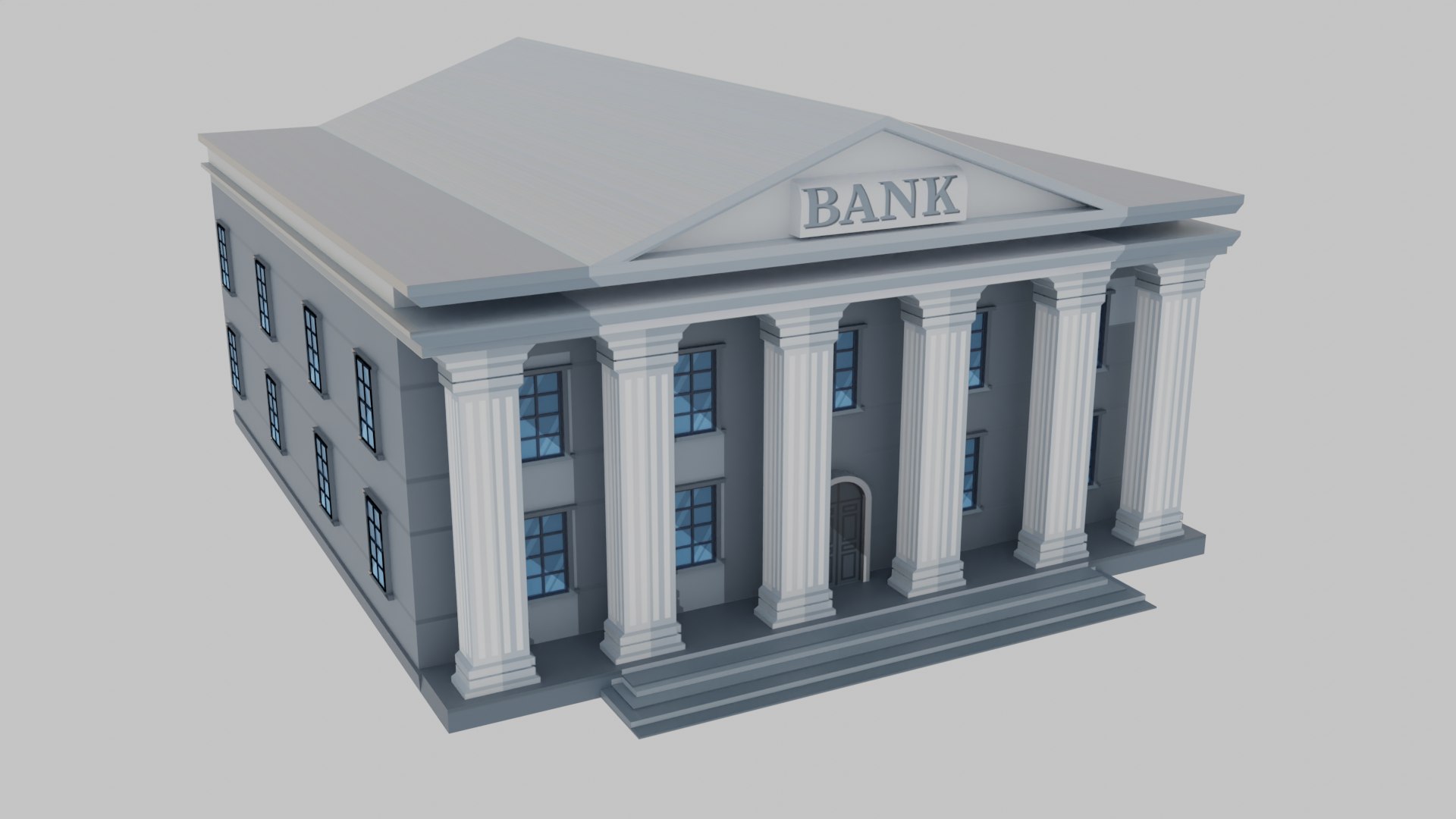Bank Building Model - TurboSquid 2140157