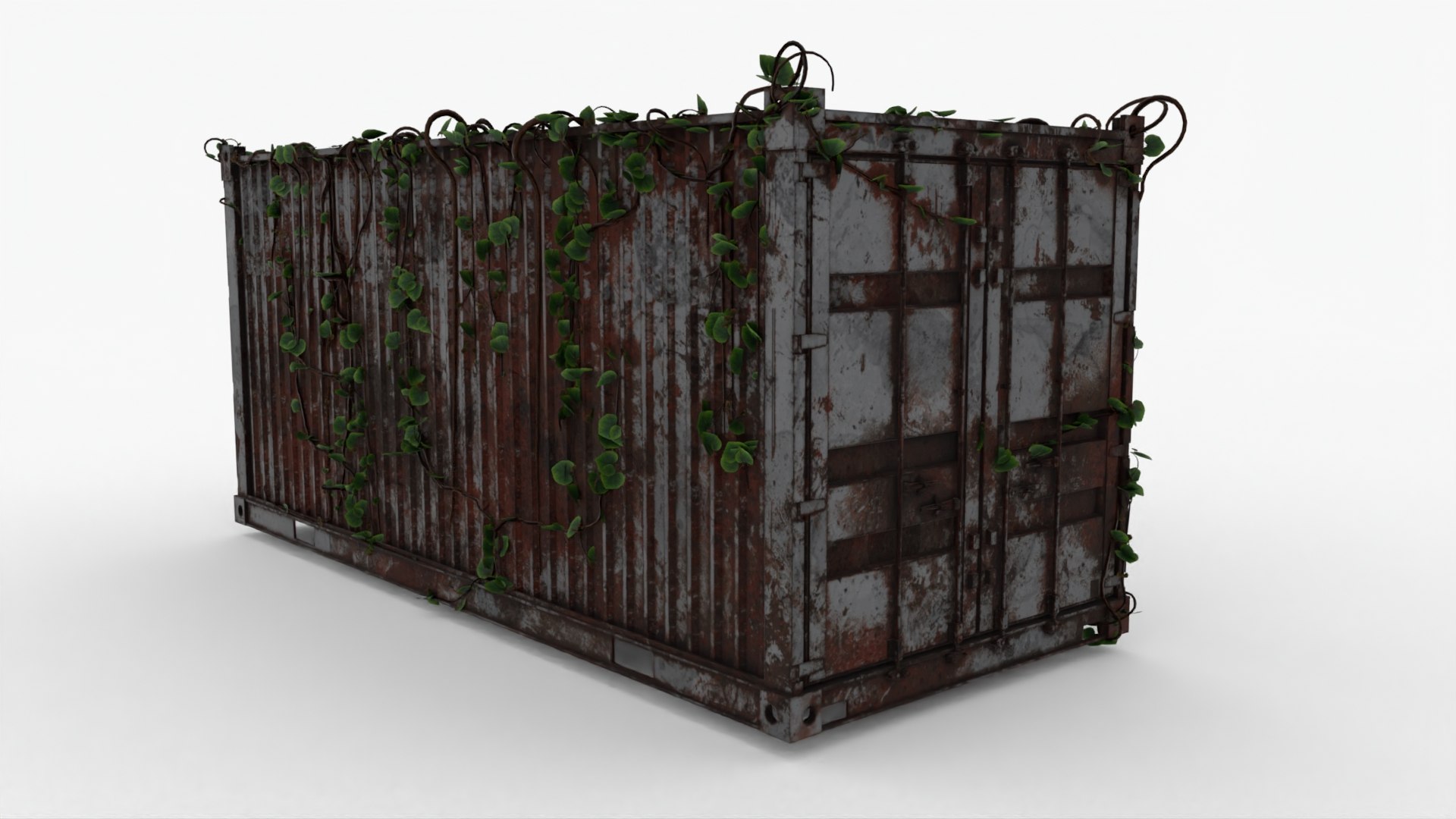 Old Rusty Shipping Container With Ivy Model - TurboSquid 2114635