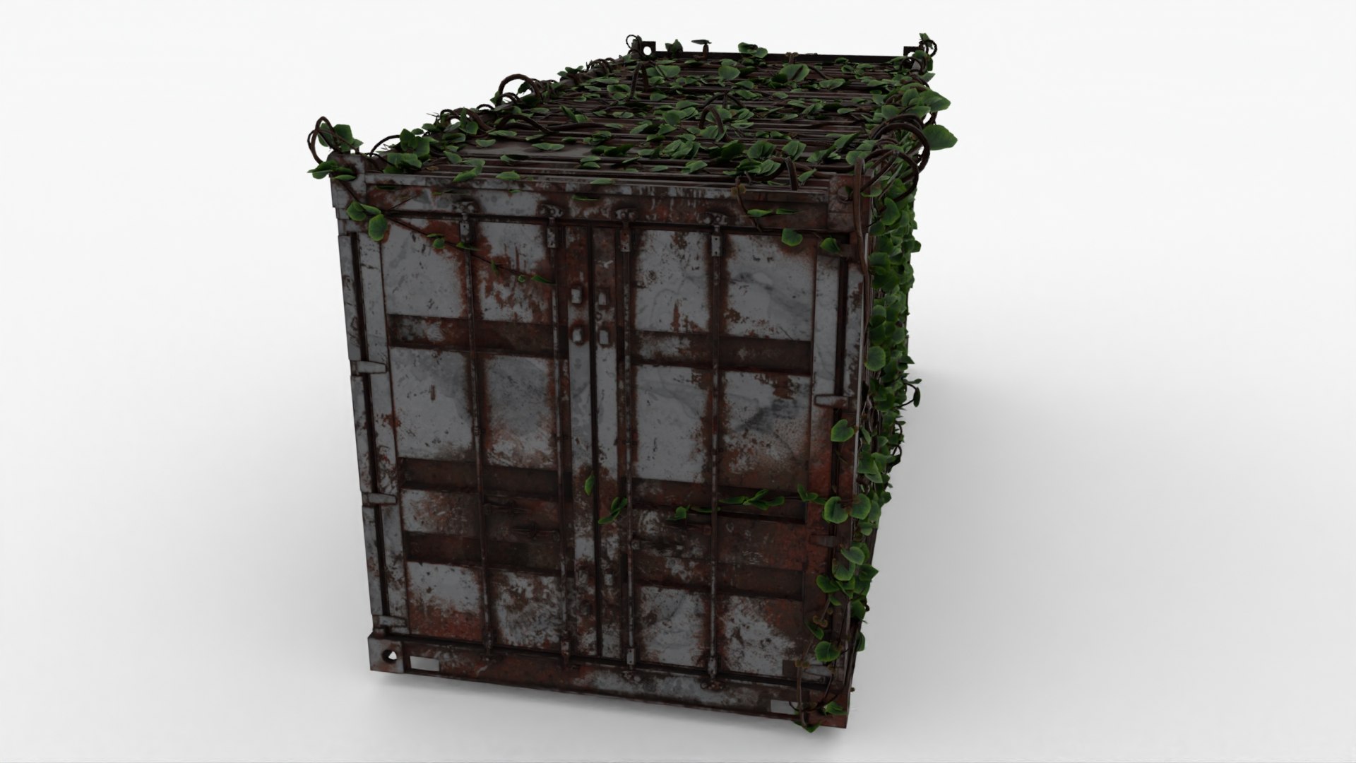 Old Rusty Shipping Container With Ivy Model - TurboSquid 2114635
