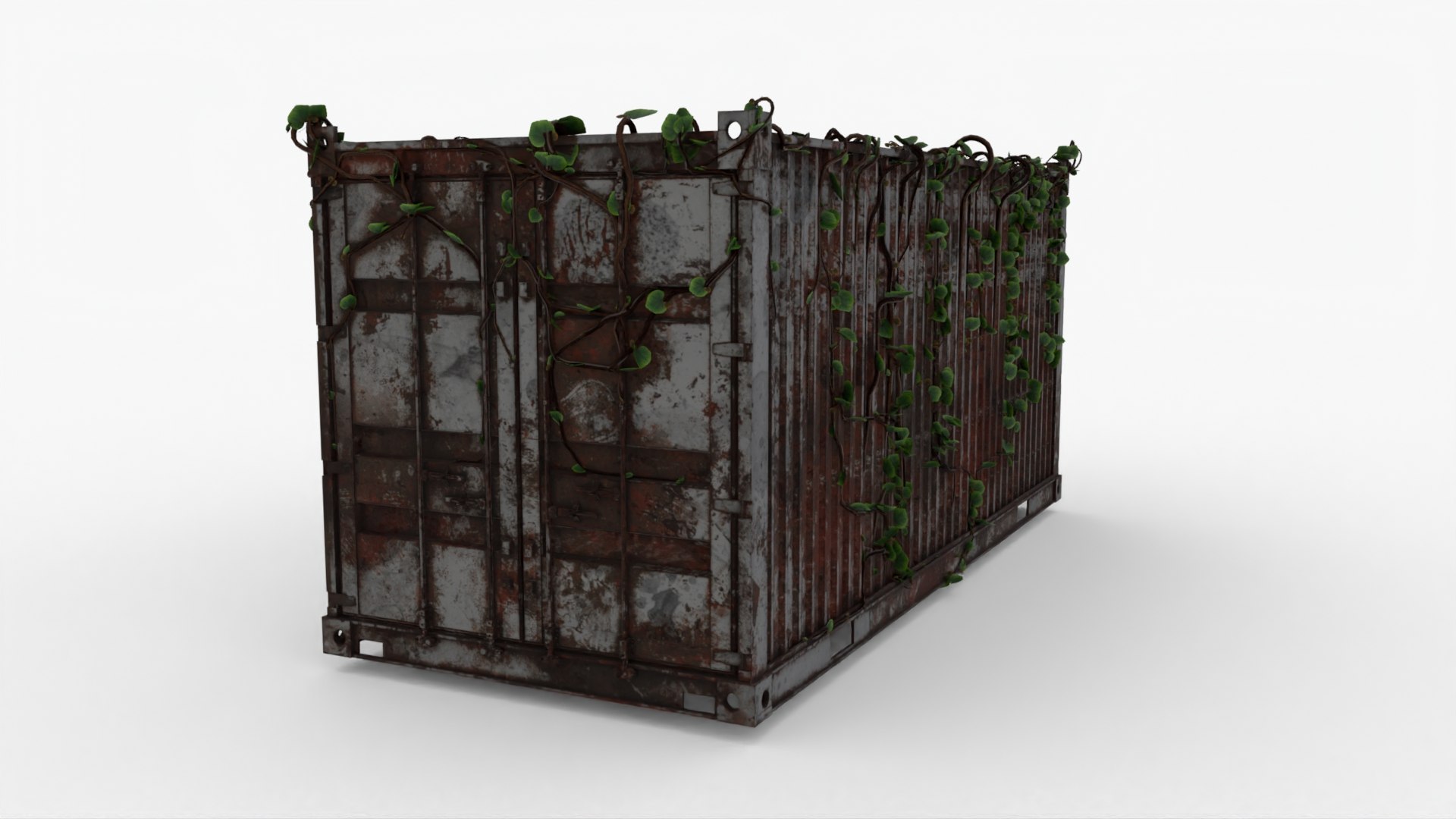 Old Rusty Shipping Container With Ivy Model - TurboSquid 2114635