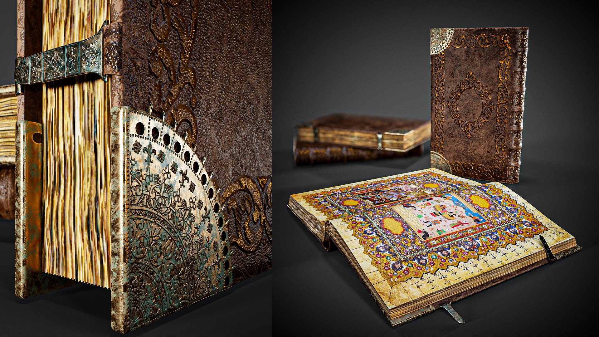 3D Model HISTORICAL LEATHER BOOK VOL01 - TurboSquid 1946336