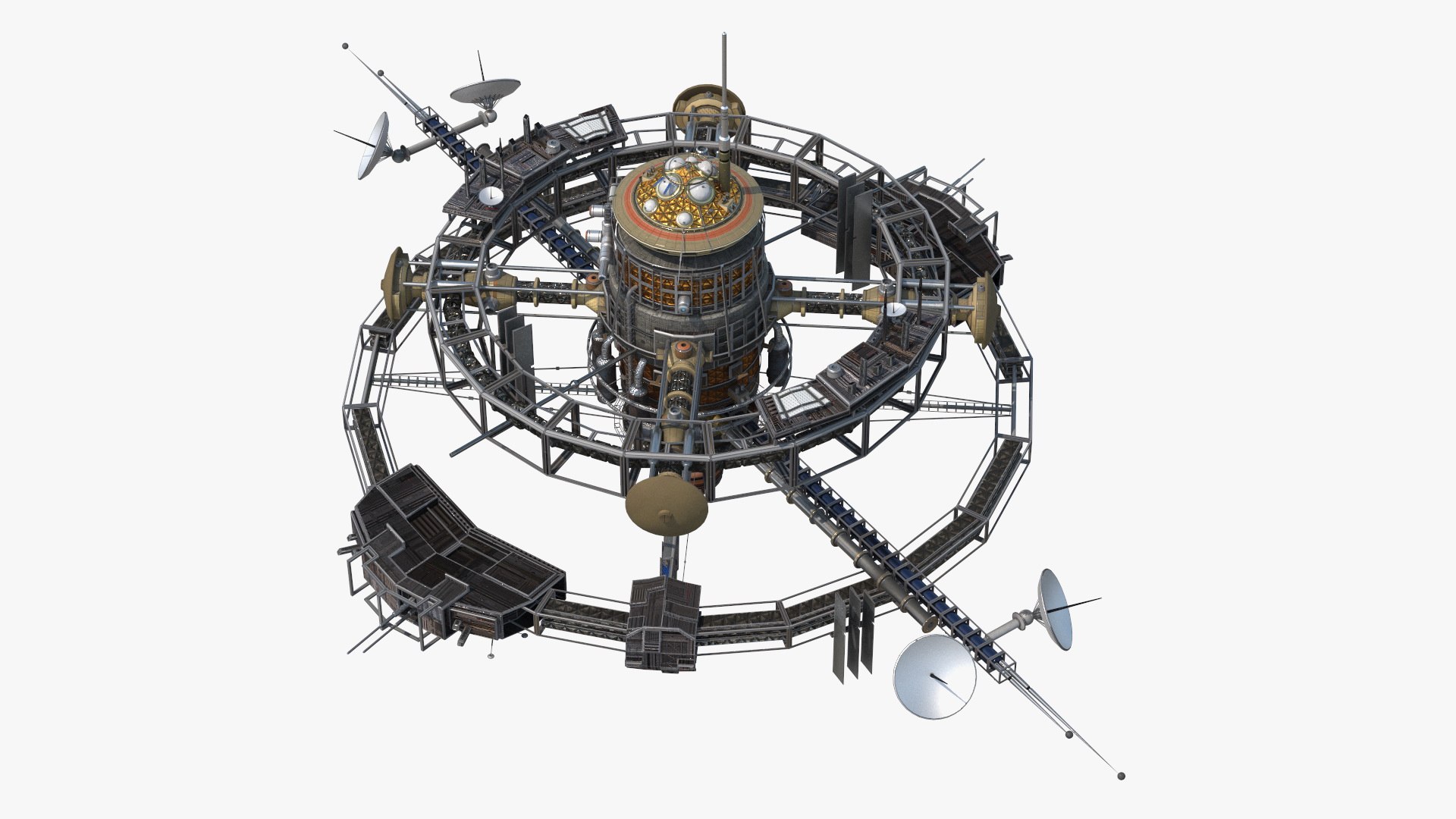 3D Model Steampunk Space Station - TurboSquid 2323165
