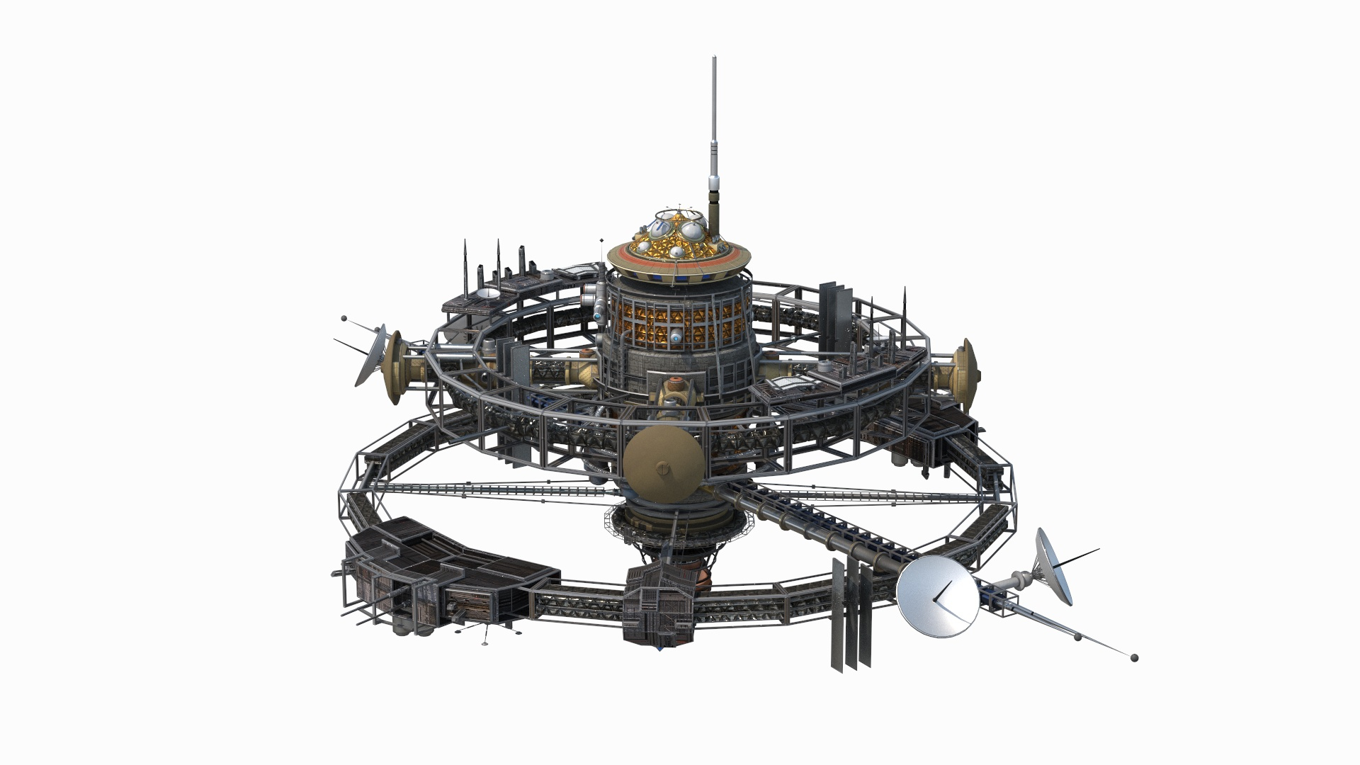 3D Model Steampunk Space Station - TurboSquid 2323165
