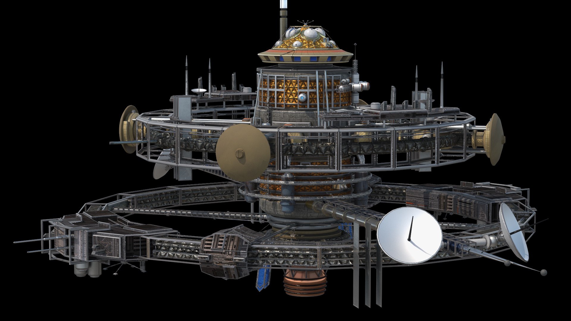 3D Model Steampunk Space Station - TurboSquid 2323165