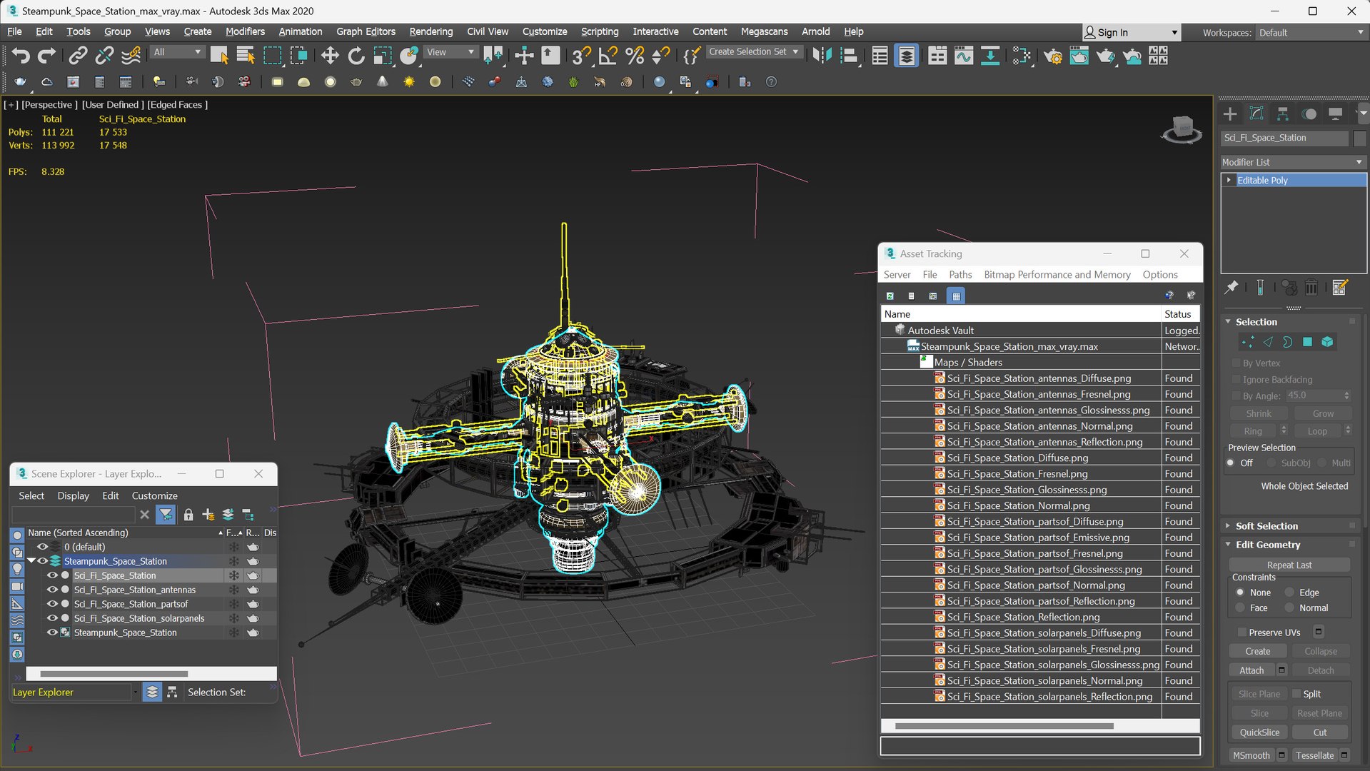 3D Model Steampunk Space Station - TurboSquid 2323165