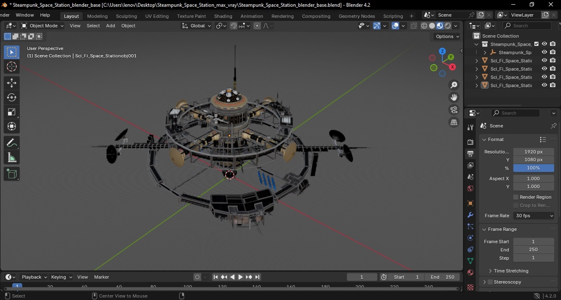 3D Model Steampunk Space Station - TurboSquid 2323165