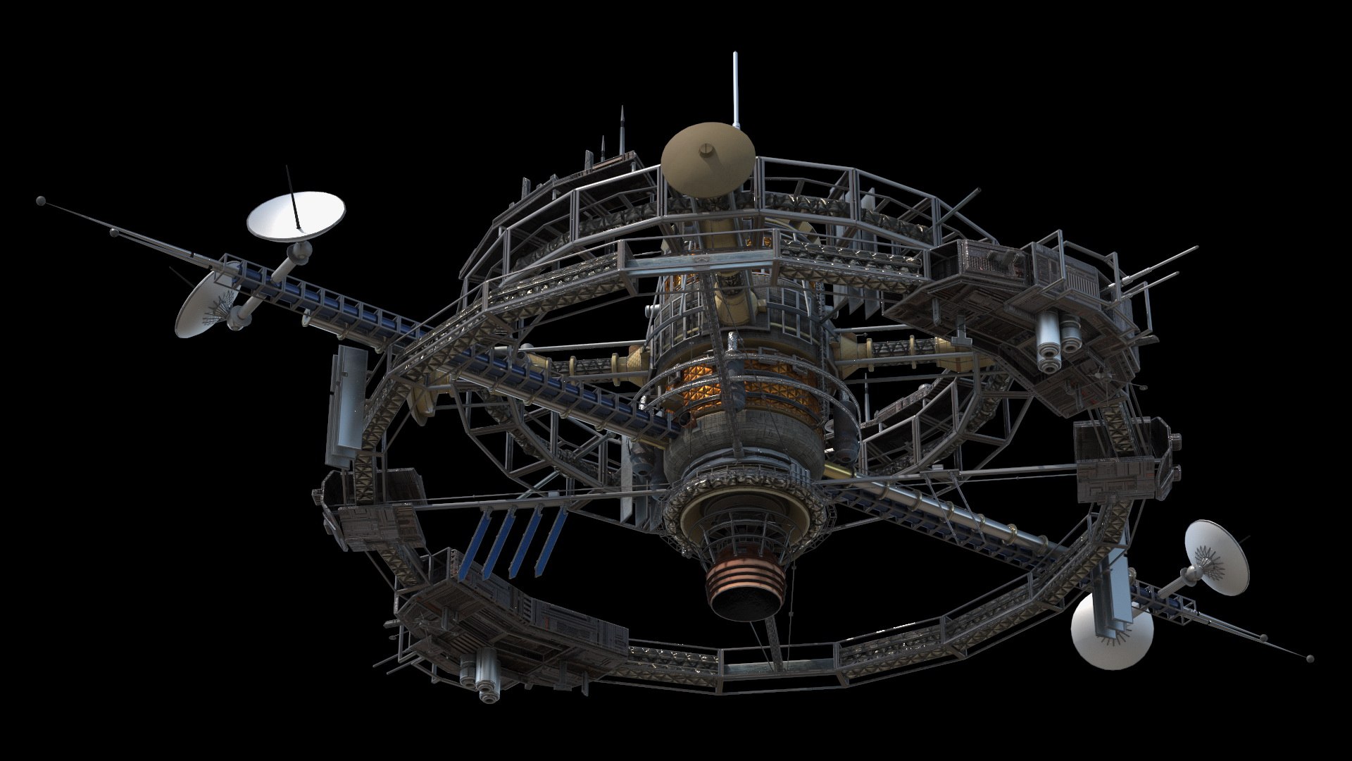 3D Model Steampunk Space Station - TurboSquid 2323165