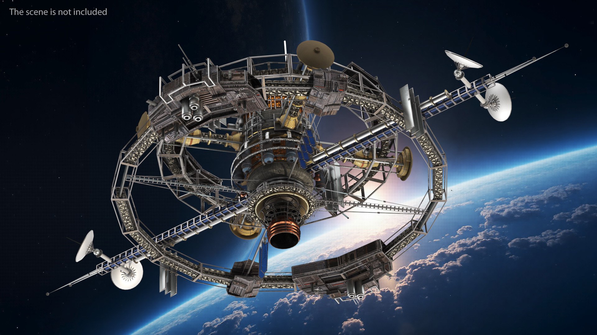 3D Model Steampunk Space Station - TurboSquid 2323165