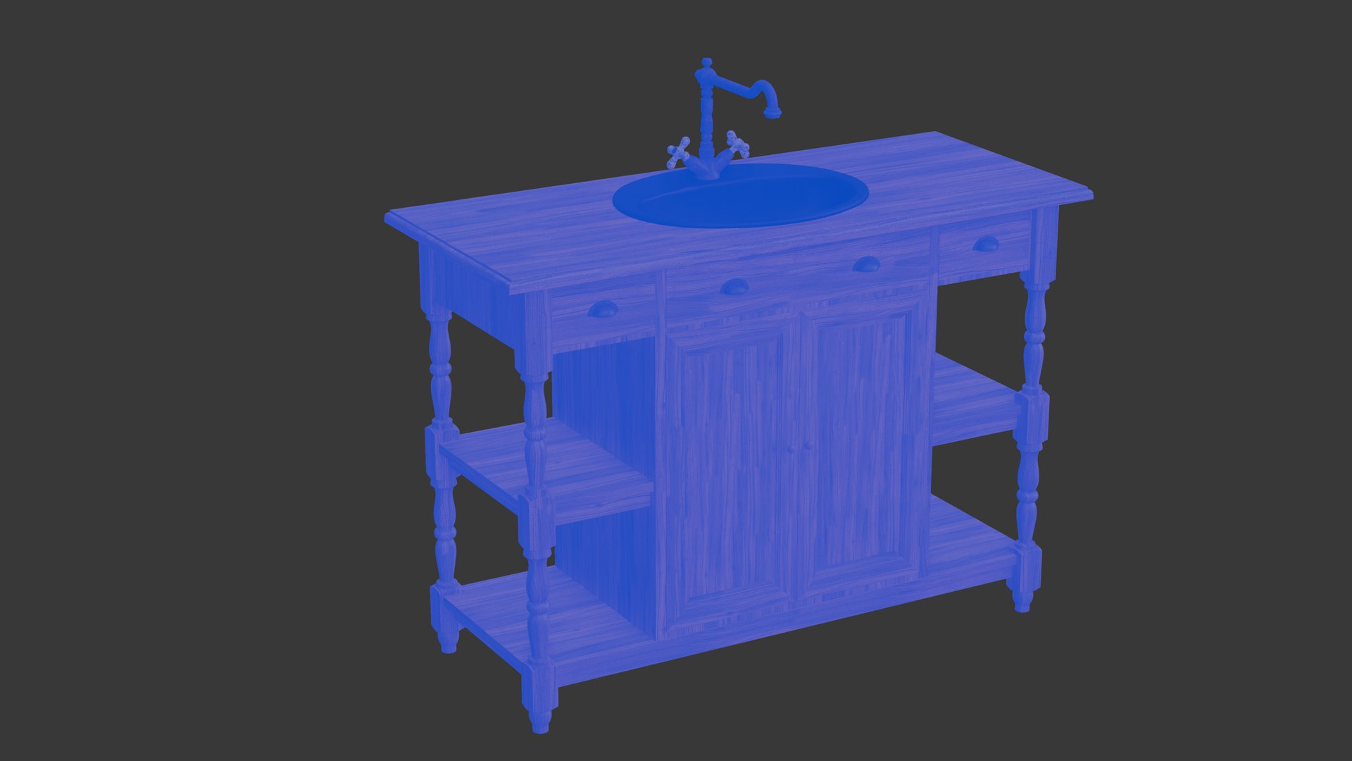 3D Sink On A Wooden Cabinet Model - TurboSquid 2269147