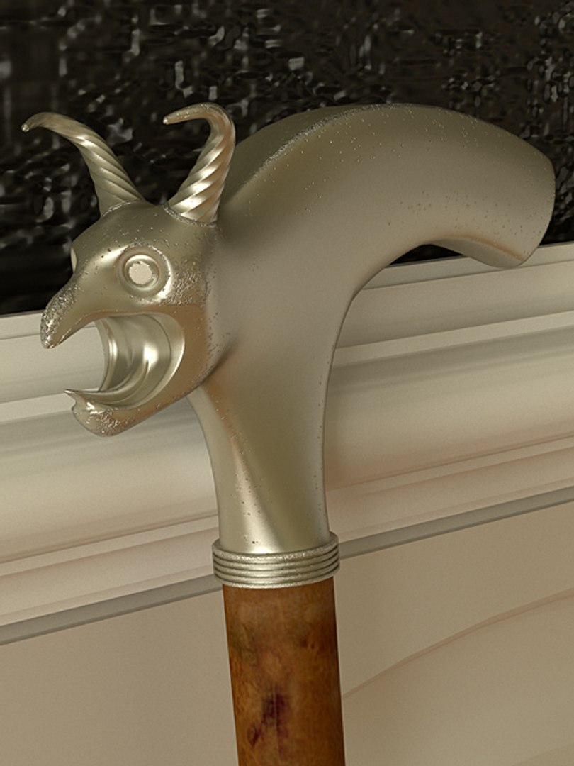 3d Model Ornate Walking Cane